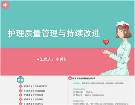 绿色简约护理质量管理护理质量管理与持续改进ppt模板 包站长