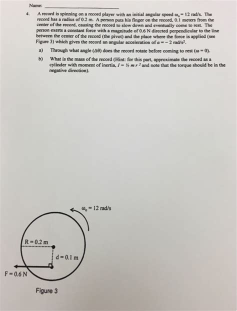 Solved A Record Is Spinning On A Record Player With An