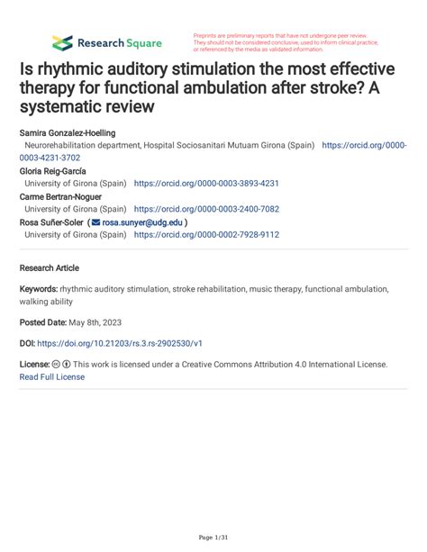 Pdf Is Rhythmic Auditory Stimulation The Most Effective Therapy For Functional Ambulation