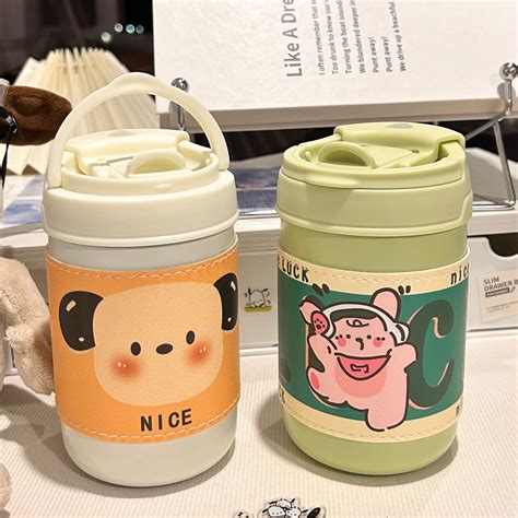 新款小狗保温杯子ins高颜值316不锈钢吸管杯简约小众可爱儿童水杯 阿里巴巴