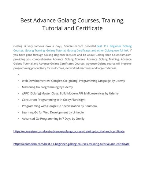 PPT Best Advance Golang Courses Training Tutorial And Certificate