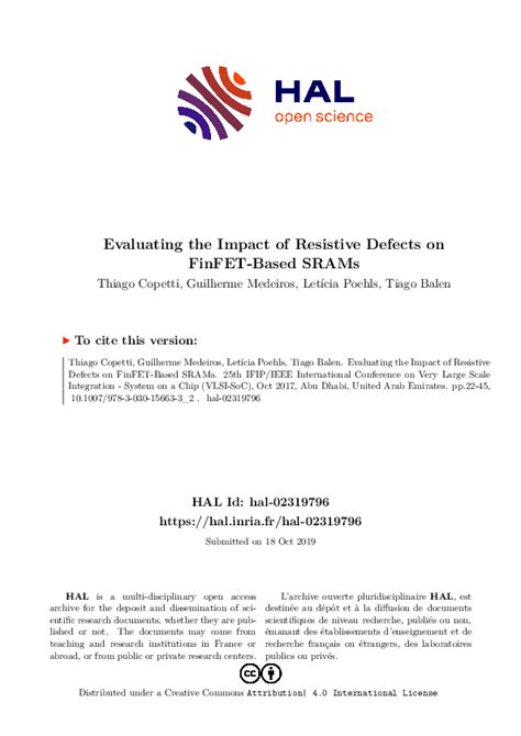 pdf evaluating the impact of resistive defects on finfet based srams