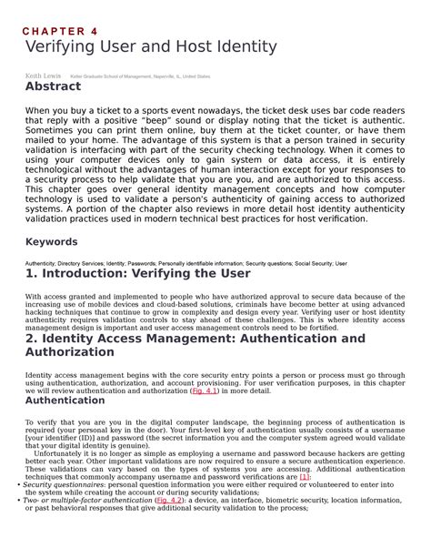 Computer And Information Security Handbook 3rd Edition Chapter 4 C H A P T E R 4 Verifying