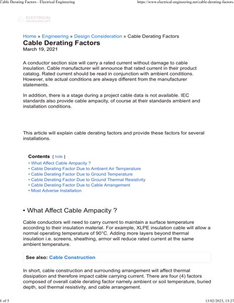 Cable Derating Factors In Electrical Engineering