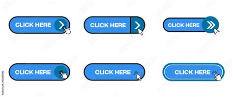 Click Here Button Web Button Set With A Pointer Clicking Icon