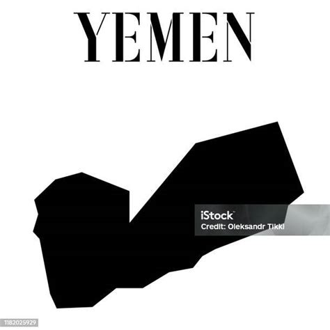 예멘 단단한 국가 윤곽 선 실루엣 고립 된 개체와 텍스트와 배경에 기호와 흑백 벡터 그림 세계지도 국가 설정에서 가정 생활에 대한 스톡 벡터 아트 및 기타 이미지 Istock