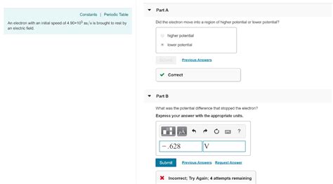 Solved Part A Constants Periodic Table Did The Electron Chegg Com