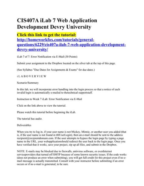 Cis407 A Ilab 7 Web Application Development Devry University Pdf