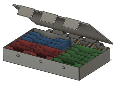 Fully 3D Printed 4 Segment Configurable Storage Box With Hinged Lid And