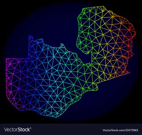 Polygonal Wire Frame Rainbow Mesh Map Royalty Free Vector