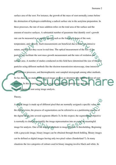 Particle Size And Shape Measurements Of Soot Using Image Analysis Lab Report Example Topics