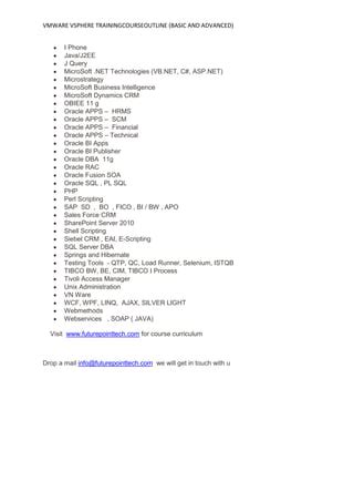 Vmware Training Course DOCX Operating Systems Computer Software And Applications