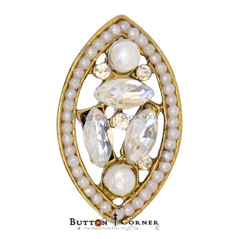 Pearls Border Fancy Crystal Button Button Corner