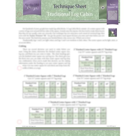 Traditional Log Cabin Technique Sheet