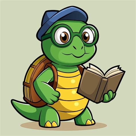 귀여운 거북이 학문적 입장 만화 터 그림 프리미엄 Ai 생성 벡터
