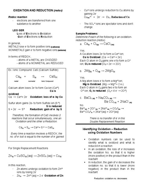 Eng Chem Lecture Notes Pdf Redox Ion