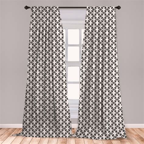 Geometric Curtains 2 Panels Set Creative Design Rhombus Shape Grid Repeating Pattern