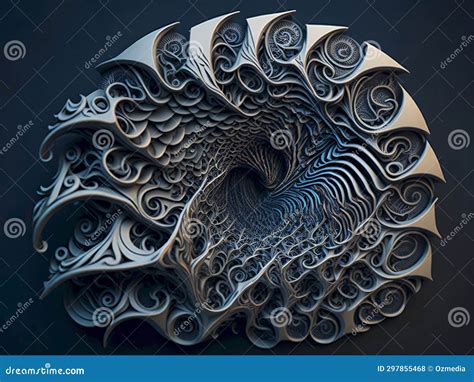 Wave Function Fractal With Zentangle Patterns Stock Illustration
