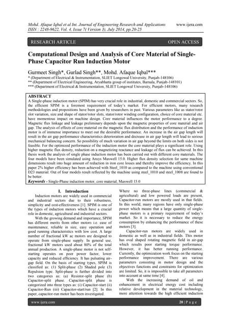 Computational Design And Analysis Of Core Material Of Single Phase