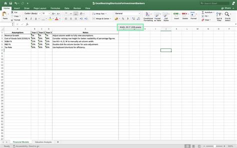 Shortcut To Resize Row And Column Height And Width In Excel Downloadable Template