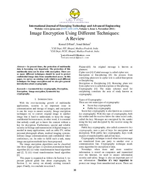 Pdf Image Encryption Using Different Techniques A Review