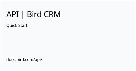 Quick Start Bird Api Docs