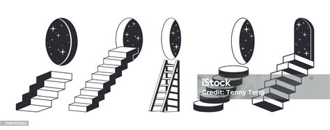 흑백 계단 추상 초현실적 사다리 기하학적 현대 계단 평면 벡터 배경 Illustration 현대적인 디자인의 계단 문에 대한 스톡 벡터 아트 및 기타 이미지 Istock