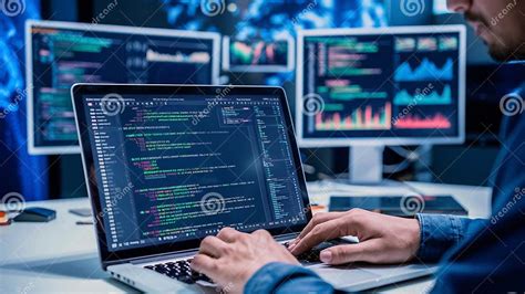 Blockchain Developer Working On Complex Blockchain Code In Modern