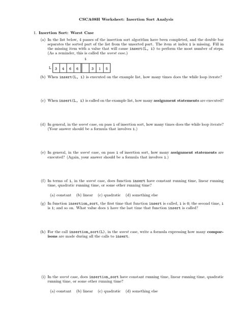 3 Sorting Analysis Insertion Pdf