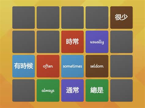 頻率副詞 配對 Matching pairs