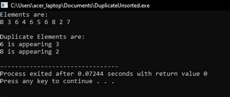 Finding Duplicate Elements In An Unsorted Array In C Dot Net Tutorials