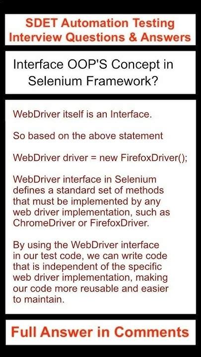Java Selenium Framework Interface Oops Concept In Selenium Framework Youtube