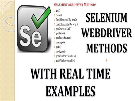 Selenium Webdriver Methods Testing Methods Ppt