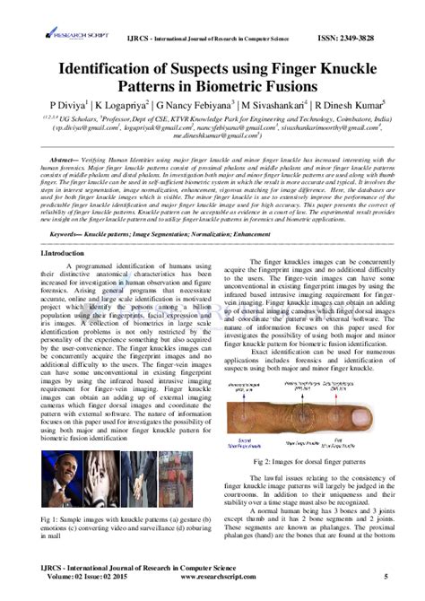 Pdf Identification Of Suspects Using Finger Knuckle Patterns In Biometric Fusions 421uit029