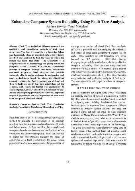 pdf enhancing computer system reliability using fault tree analysis