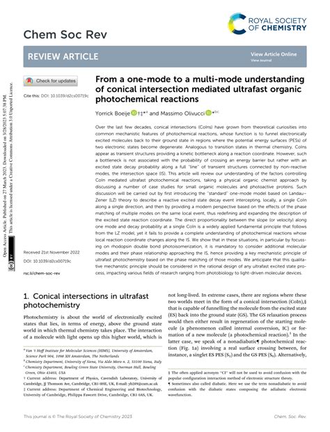 Pdf From A One Mode To A Multi Mode Understanding Of Conical Intersection Mediated Ultrafast