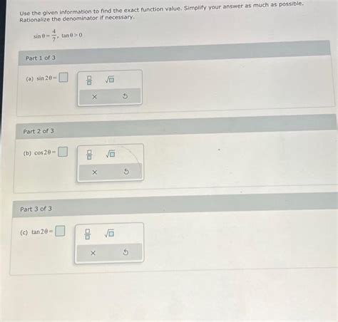 solved use the given information to find the exact function