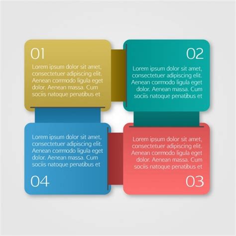 색된 사각형 Infographic 템플릿 무료 벡터