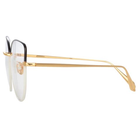 Linda Farrow Eloise Cat Eye Optical Glasses In Mocha Light Gold