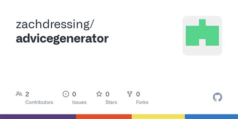 GitHub Zachdressing Advicegenerator