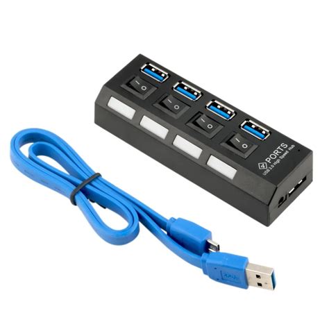 Usb 3 0 Hub 4 Ports Super Speed 5gbps 4 Port Usb 3 0 Hub With On Off Switch For Windows Mac Os