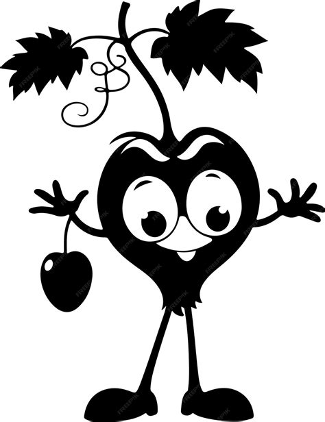 Uma Divertida Silhueta Vetorial De Personagem De Desenho Animado De Uva Isolada De Fundo Branco
