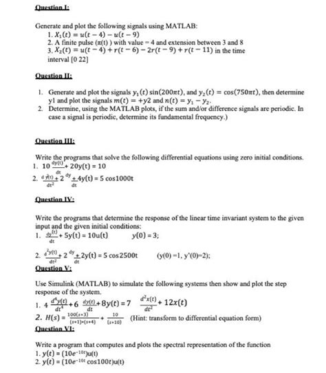 Solved Question I Generate And Plot The Following Signals