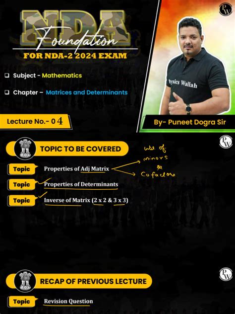 Matrices And Determinants 04 Class Notes Nda Foundation Pdf