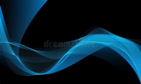 Abstract Blue Wave Curve Line Light Dynamic Movement Overlap On Black Design Modern Futuristic