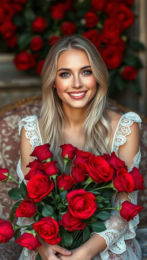 Дівчина з червоними трояндами 🍃🌹🍃 Digital Art Art Digital