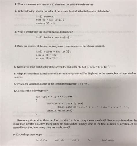 Solved 1 Write A Statement That Creates A 10 Elements Int