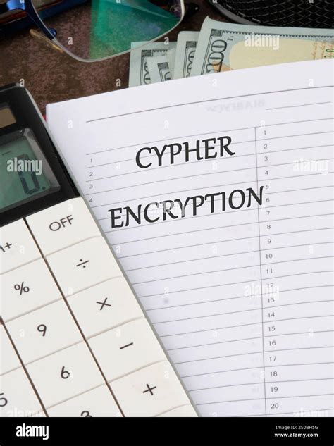 The Concept Of Technology The Conceptual Text Of Cypher Encryption It Is Written In A Notebook
