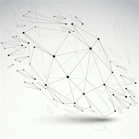 Premium Vector Abstract Vector Low Poly Wrecked Deformed Object With Black Lines And Dots