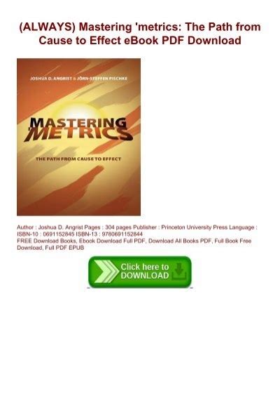 Always Mastering Metrics The Path From Cause To Effect Ebook Pdf Download